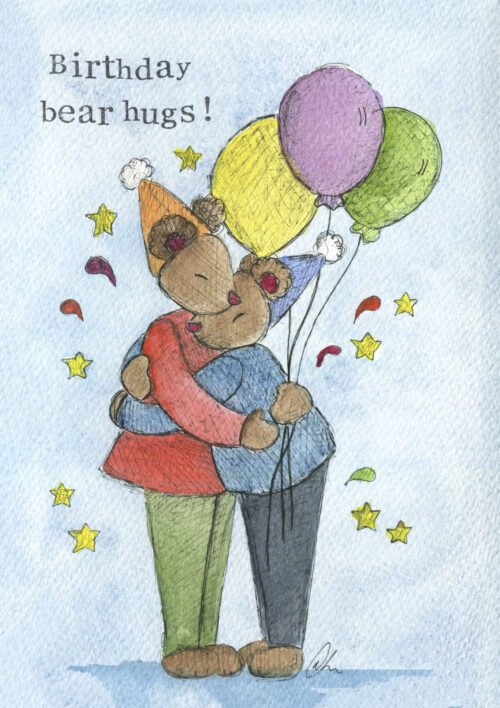 Birthday Hugs ~ Greeting Card | My Painted Bear | Unique artwork by ...